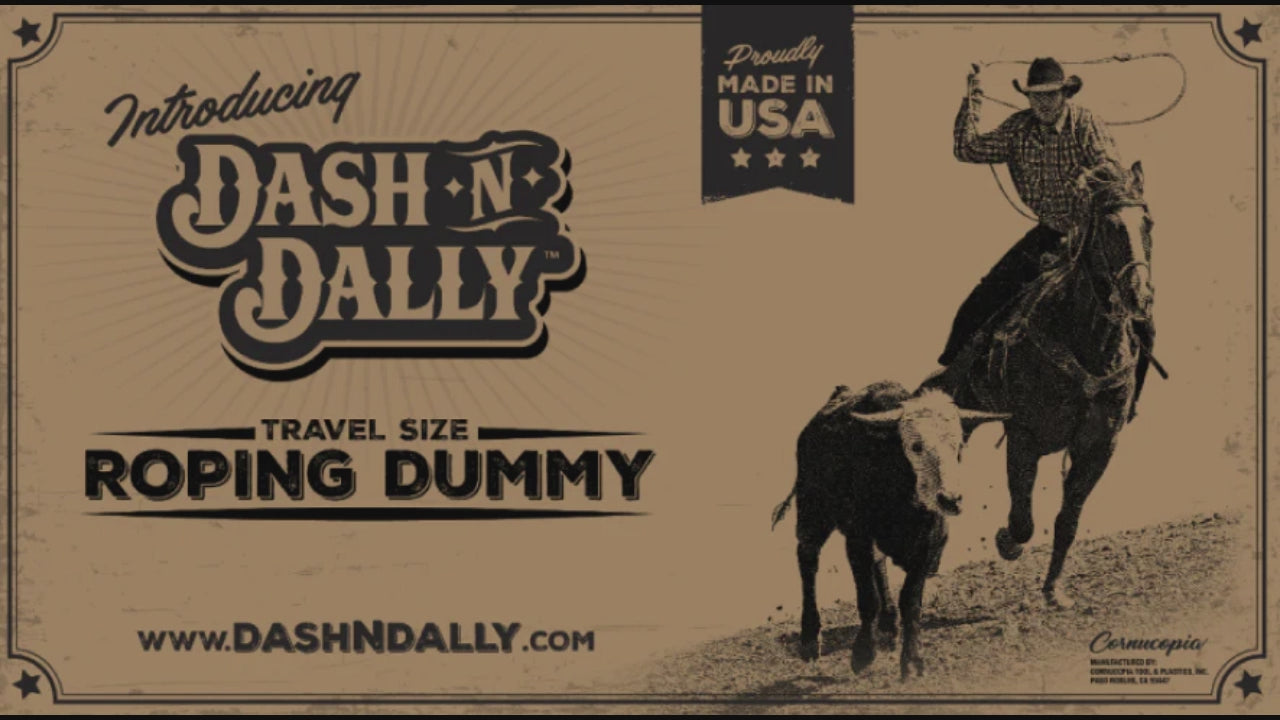 Dash'n'Dally roping dummy, suction cup travel size roping on the road.